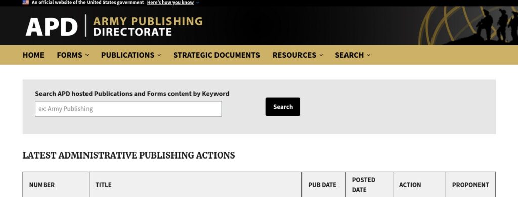 How to Find The Category of Published Document on APD Site - APD Army Pubs